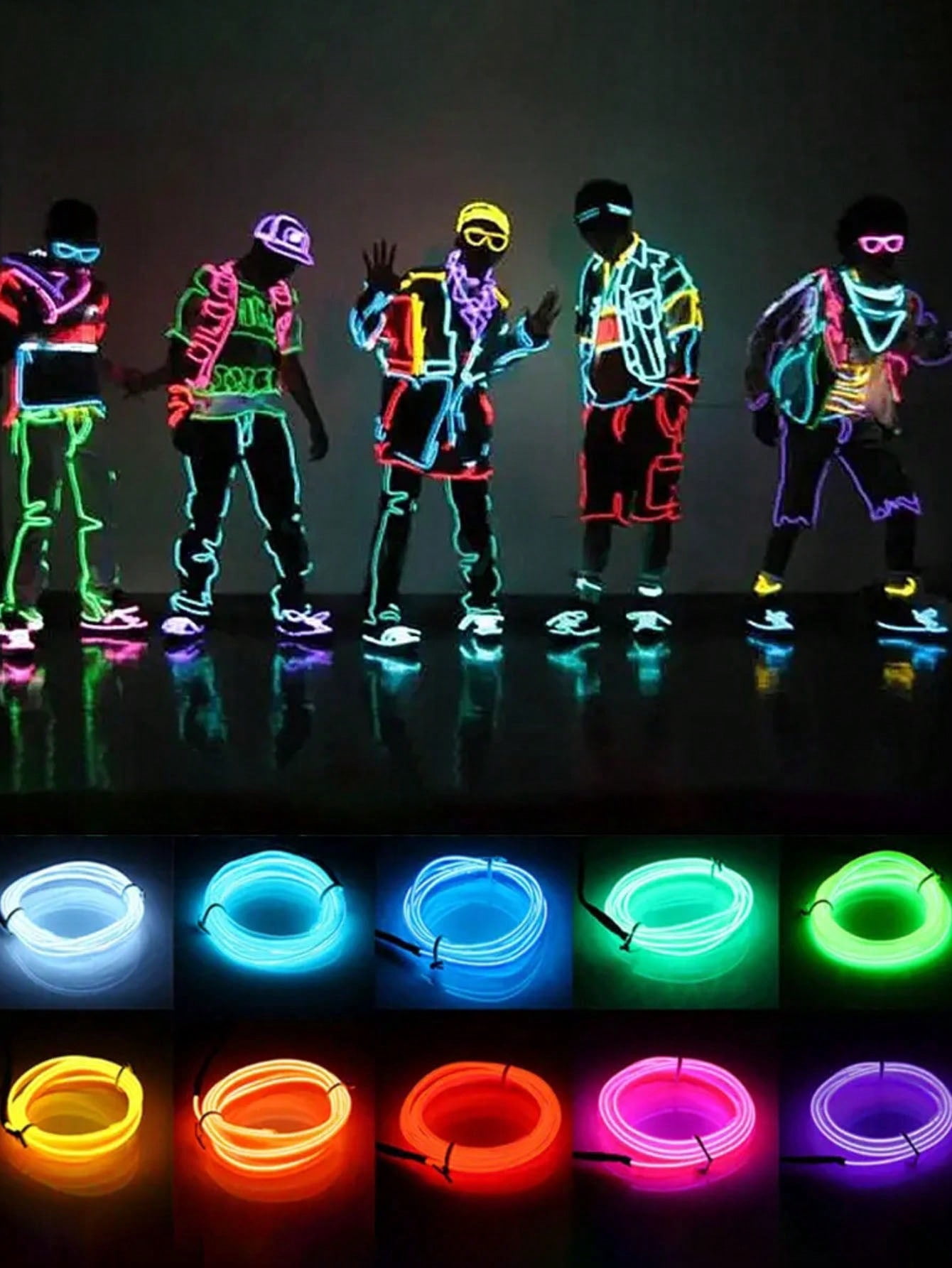 1pc 3M Glow Wire LED Neon Light Neon Light DIY Cosplay Decor Bar ...