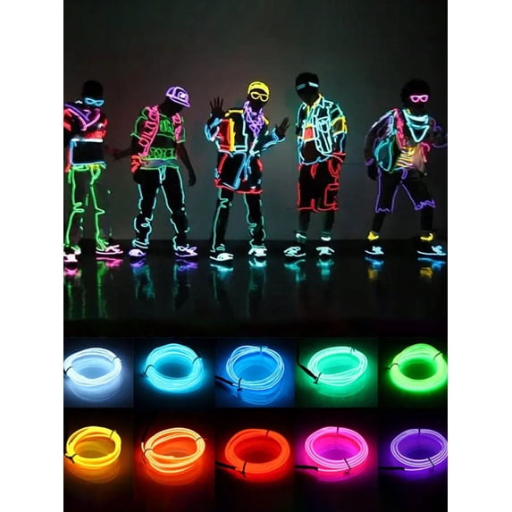 1pc 3M Glow Wire LED Neon Light Neon Light DIY Cosplay Decor Bar ...