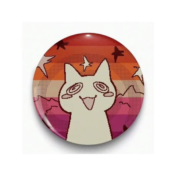 1pc 4.4cm Dizzy Cat With Retro Gradient Background Pin-Back Button ...
