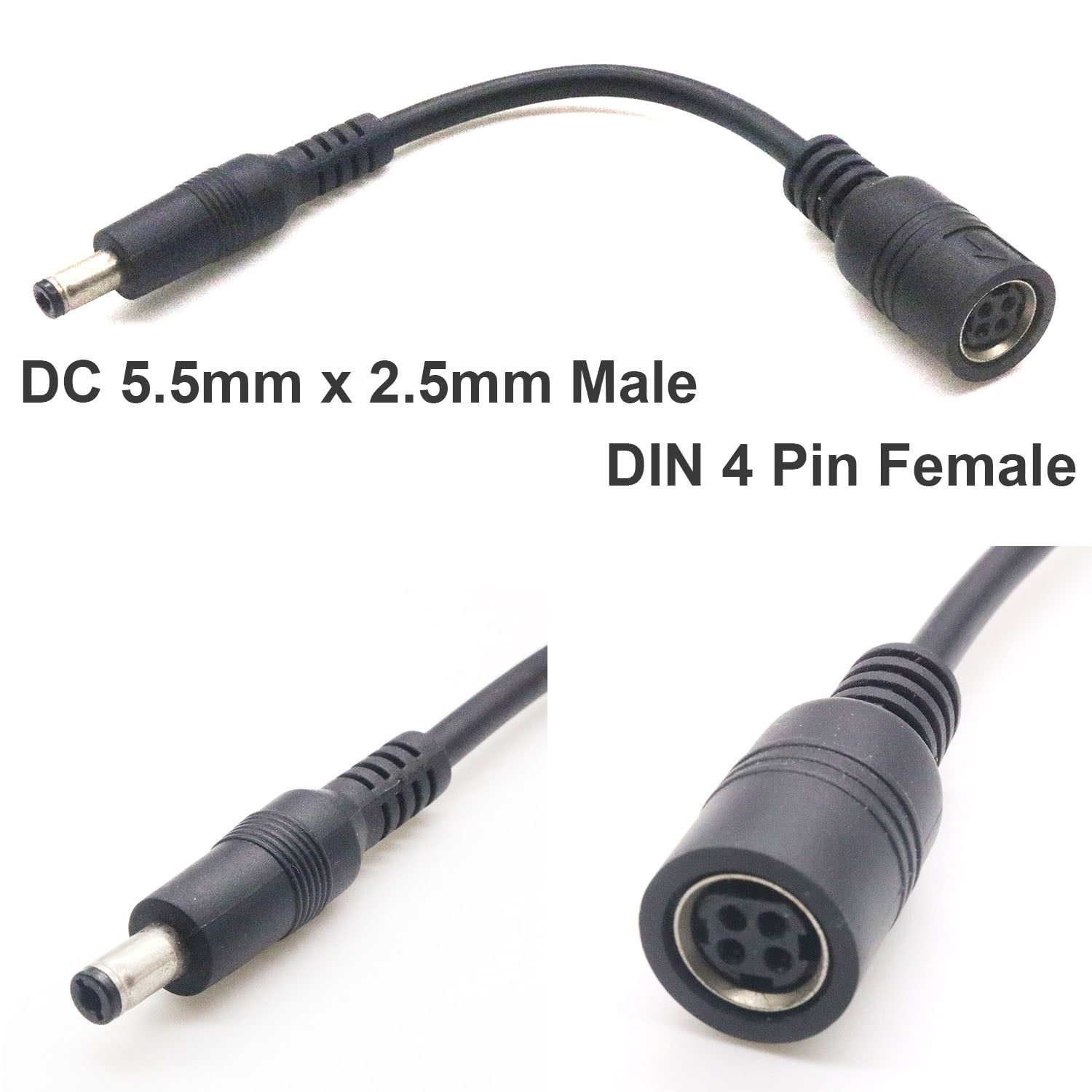 1pc 4 Pin DIN Female to DC 5.5mm x 2.5mm Male 18AWG Power Cable for ...