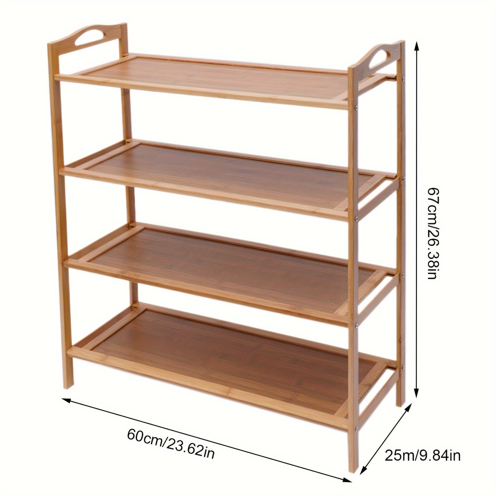 1pc 4-Tier Natural Bamboo Shoe Rack, Stackable Storage Shelf, Multi ...