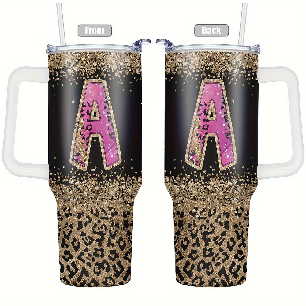1pc, 40-Ounce Tumbler with a Lid, Customized Initial Mug Tumbler 40Oz ...