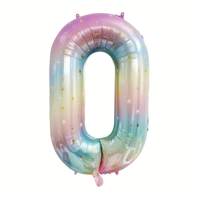 1pc 40inch Pastel Rainbow Number Balloons Star Sky Gradient Digital ...