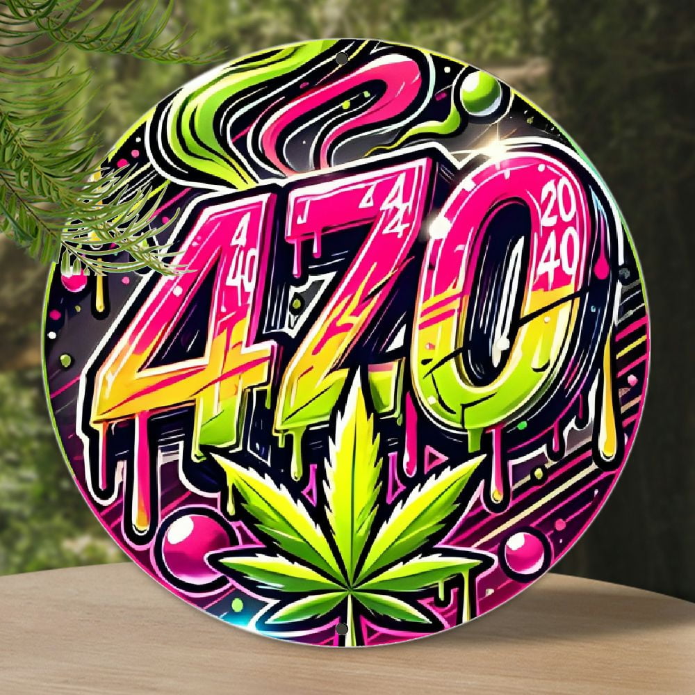 1pc 420 Graffiti Style Metal Wall Art, 8x8 inches Reusable Aluminum ...