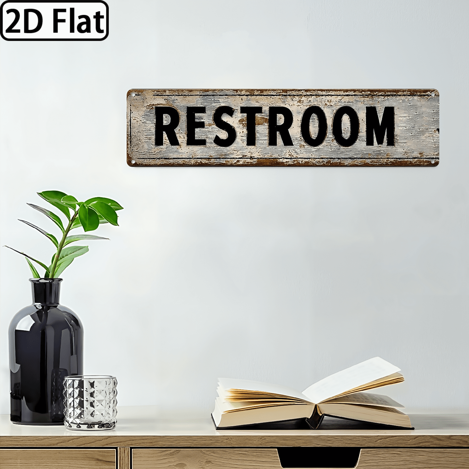 1pc 4x16 Inch Rustic RESTROOM Metal Sign - Vintage Farmhouse Distressed ...