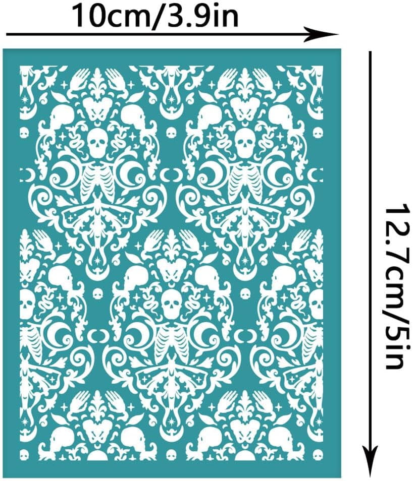 1pc 4x5 Inch Skull Brocade Silk Screen Stencils for Polymer Clay Moth ...