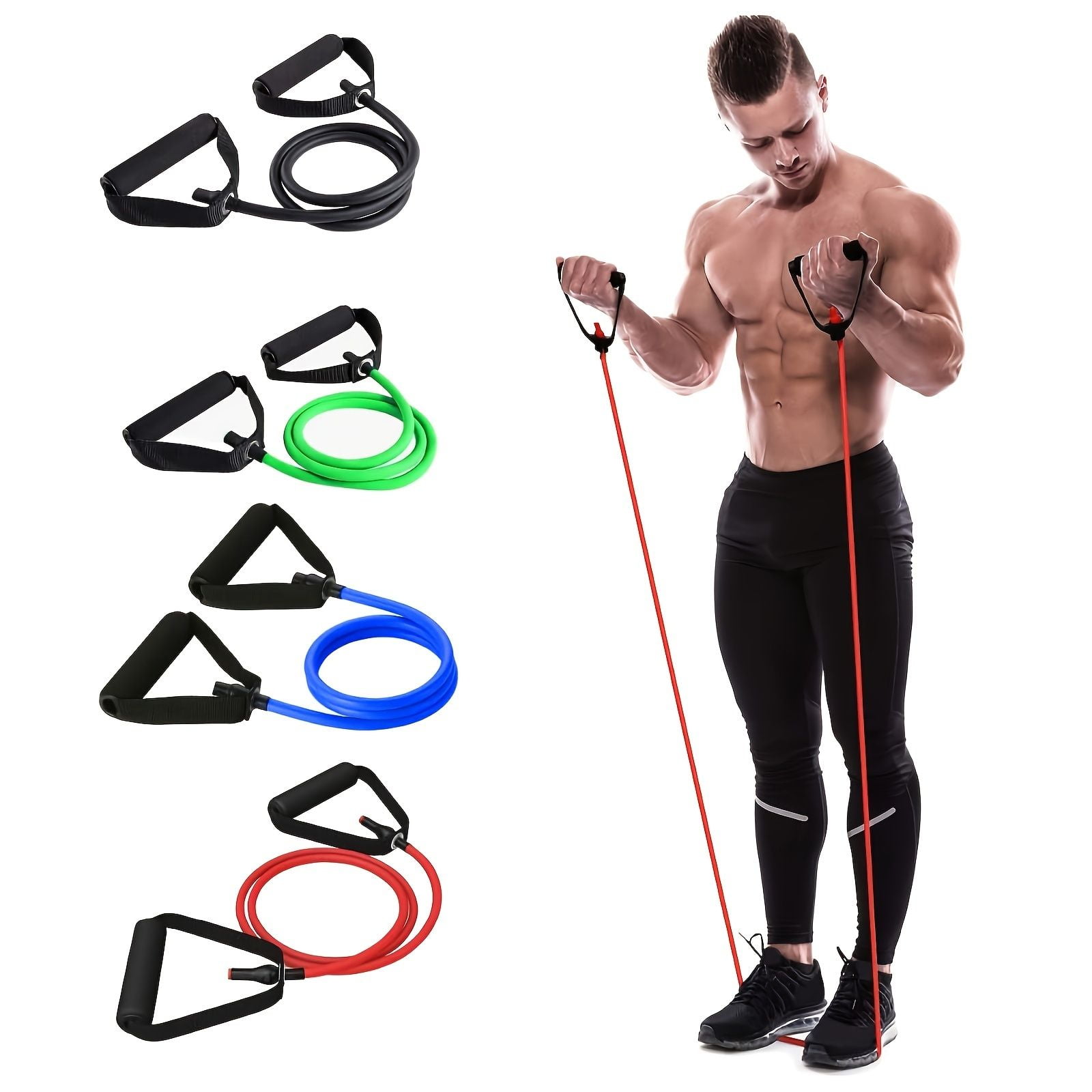 1pc 5 Levels Resistance Bands (suitable Beginner) With Handles Yoga ...