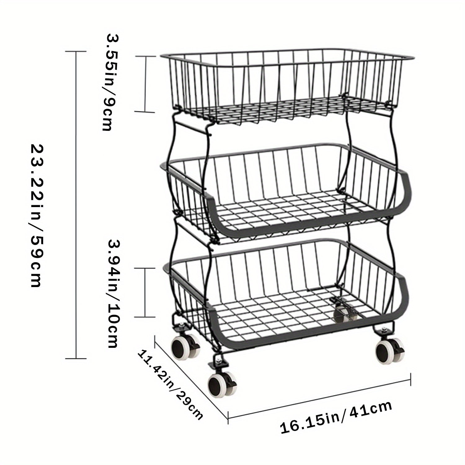 1pc 5-Tier Rolling Fruit and Vegetable Storage Cart for Kitchen and ...