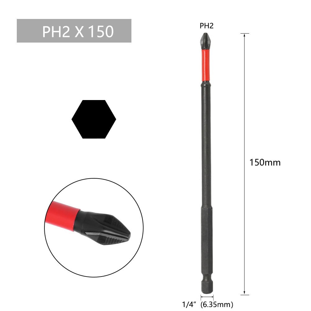 1pc 50-90mm Anti Non-slip Screwdriver Bits Magnetic Batch Head PH2 ...