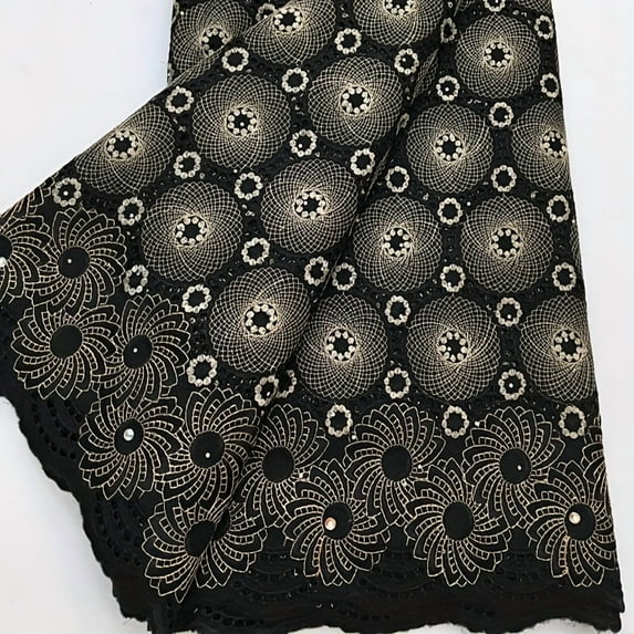 1pc 5Yards African Lace Fabric with Rhinestones High Quality Swiss ...