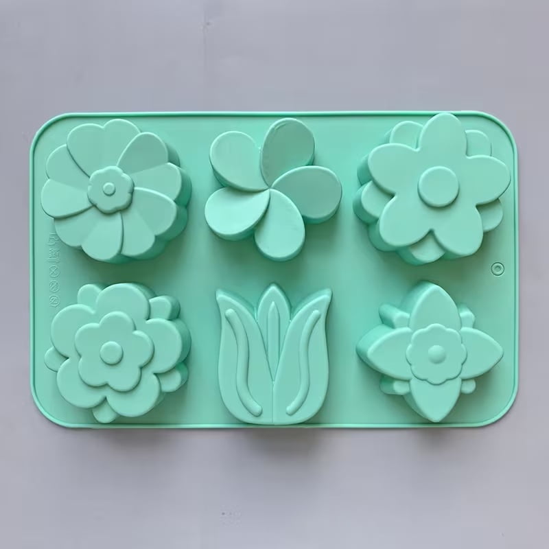 1pc 6-hole silicone cake baking mold, DIY various flower shape cake ...