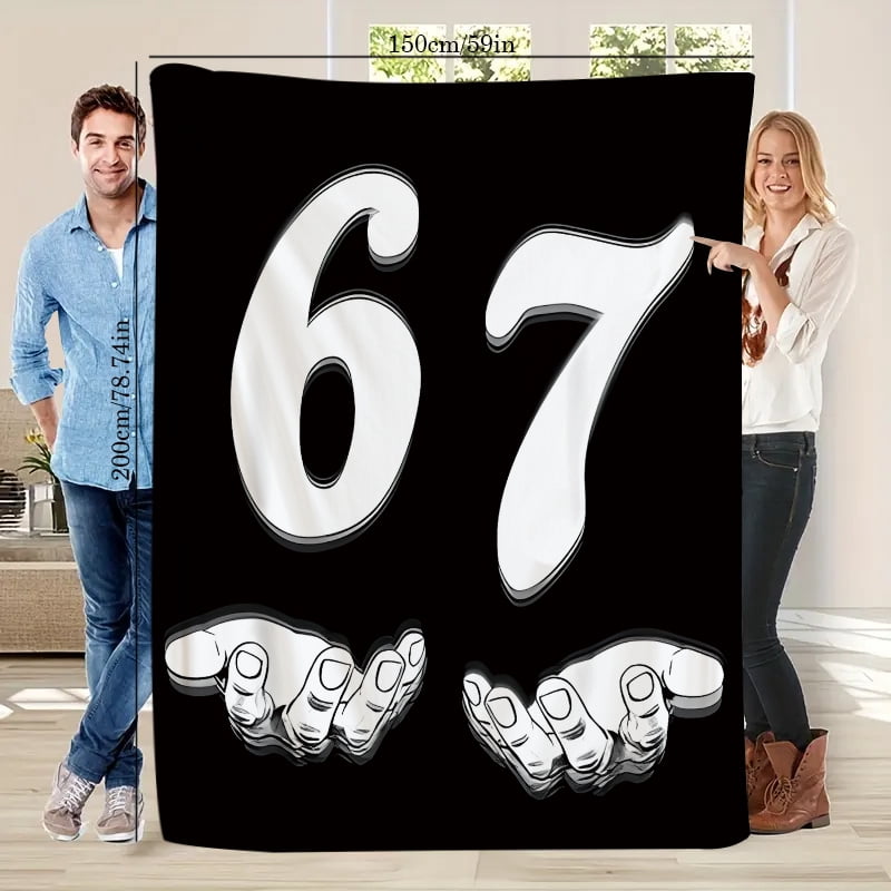 1pc 67 Number Theme Printed Blanket | Polyester Flannel, Digital Print ...