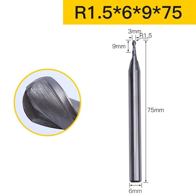 1pc 6mm Shank Ball Nose End Mill 2 Flute High Speed Steel CNC Milling ...