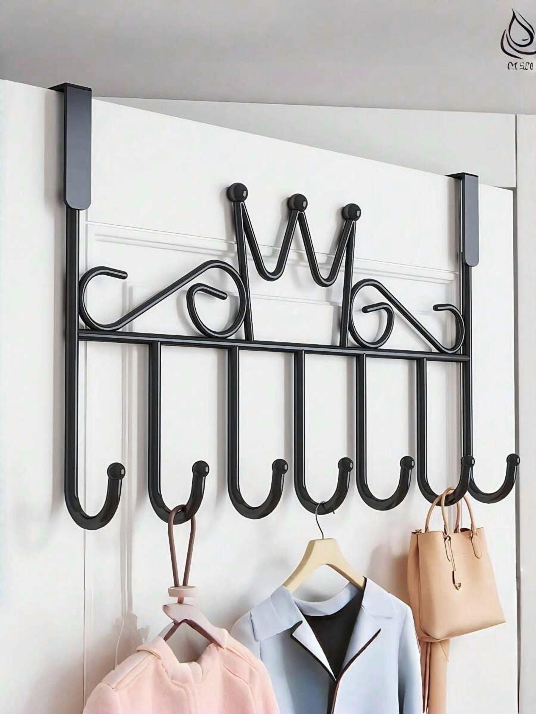 1pc 7-Hook Over The Door Organizer - Metal Wall-Mounted Rack, Coat ...