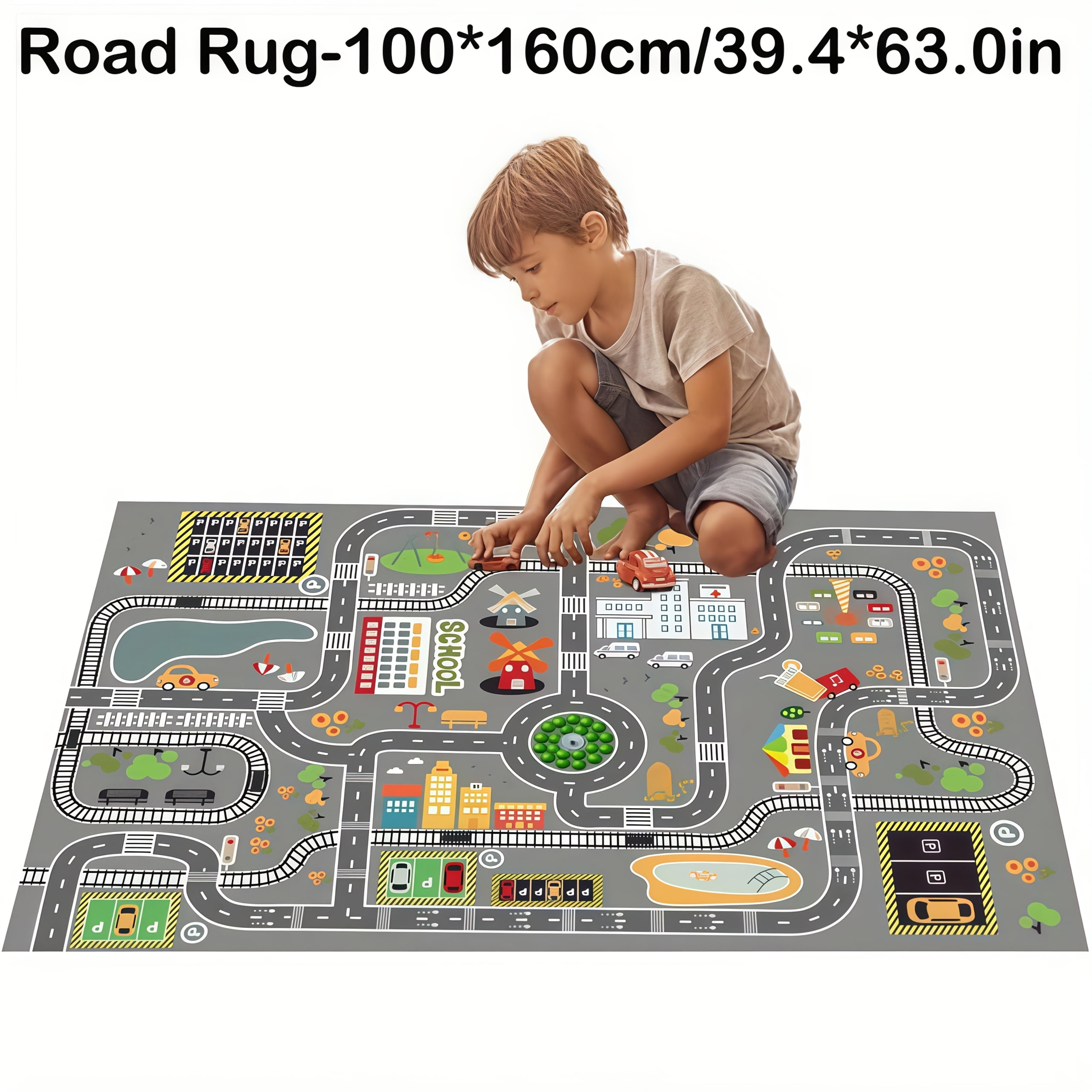 1pc 800g/m² Car Game Mat - 0.24inch Thick Non-Slip Road Mat (City Map ...