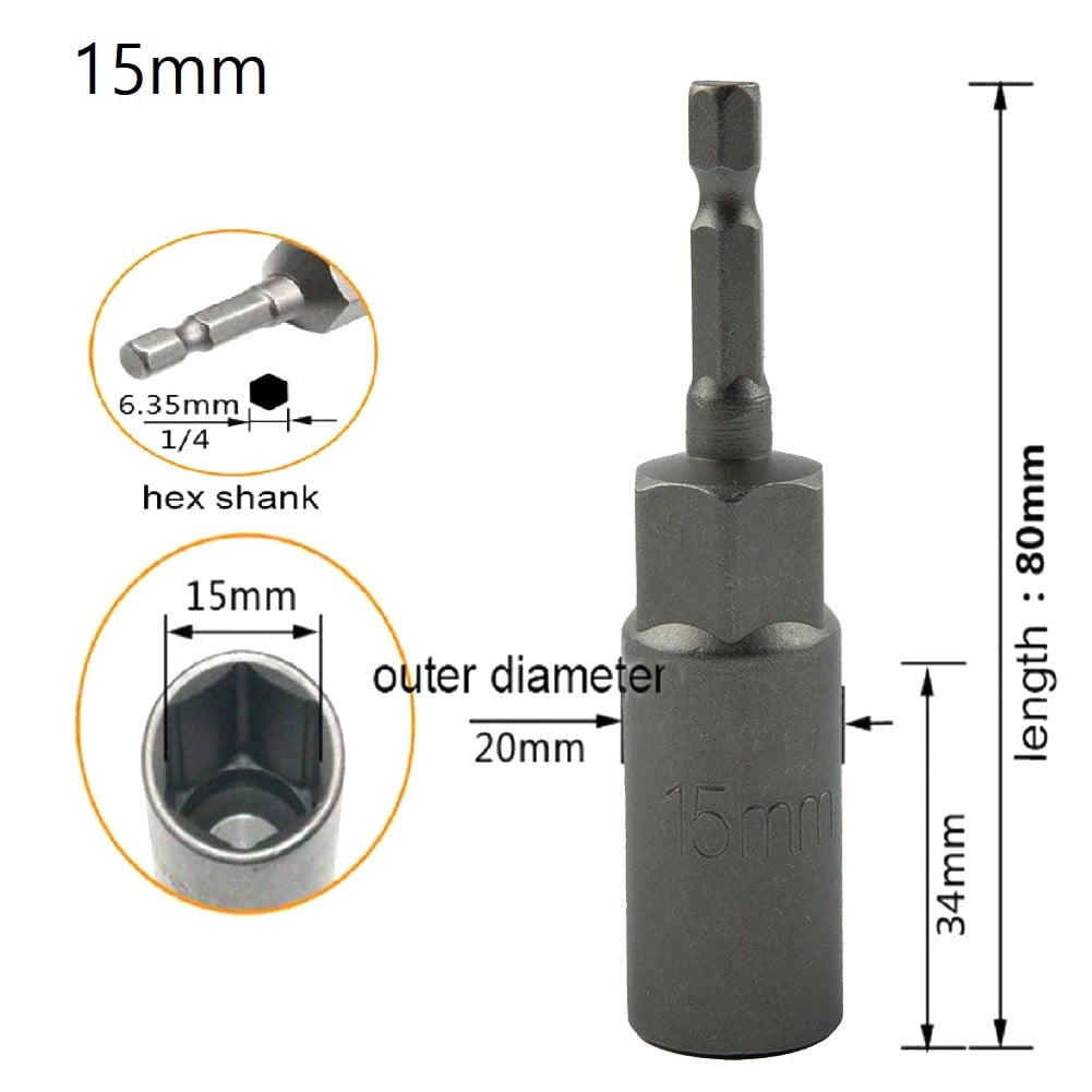 1pc 80mm Length Deepen Power Nut Driver Drill Bit 5.5-19mm Socket ...