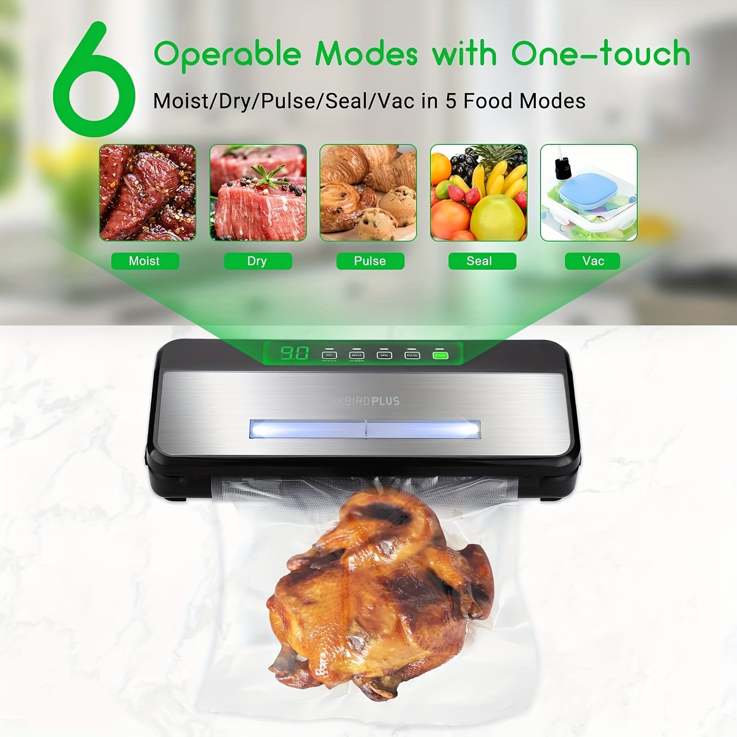 1pc 85 KPa Food Vacuum Sealer | Kitchen Essentials | 10-in-1 With Bag ...