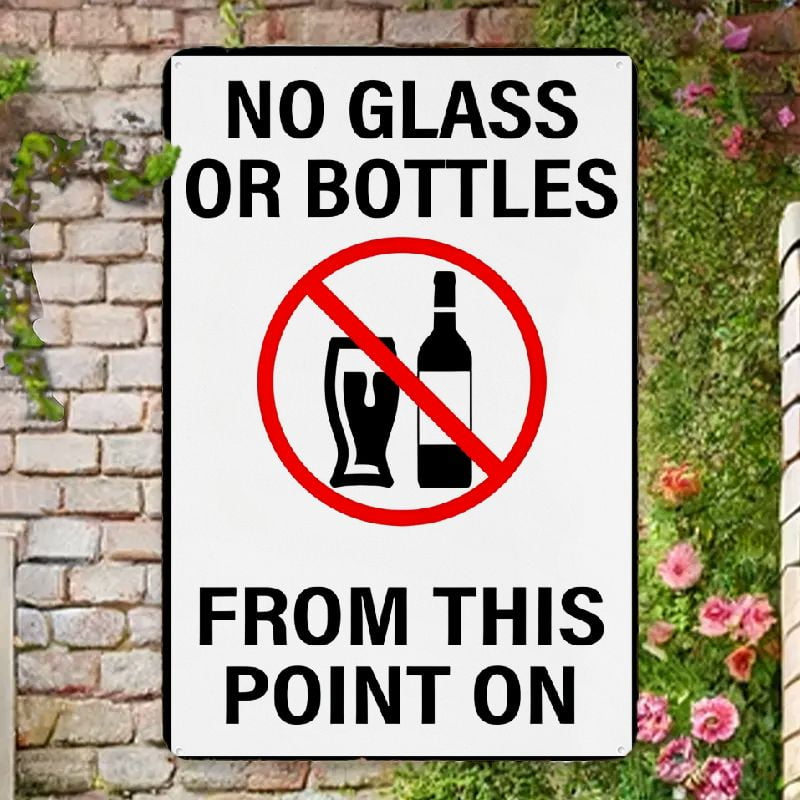 1pc 8x12 Inch Safety Sign - No Glass or Bottles from This Point On ...