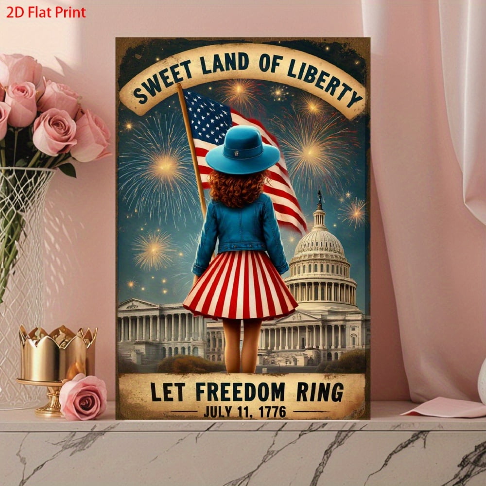 1pc 8x12 Inch Vintage Patriotic Metal Tin Sign - 4th Of July ...