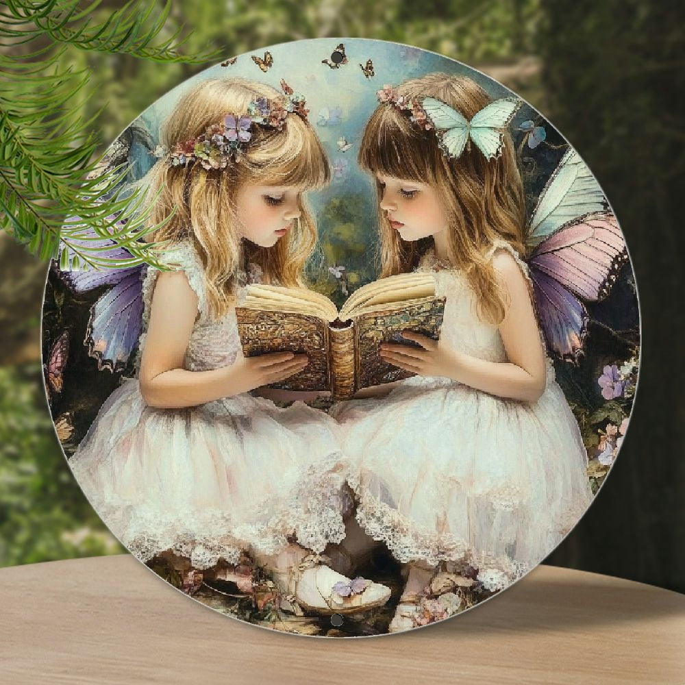 1pc 8x8inch Aluminum Classic Fairy Themed Round Wall Art Decorative ...