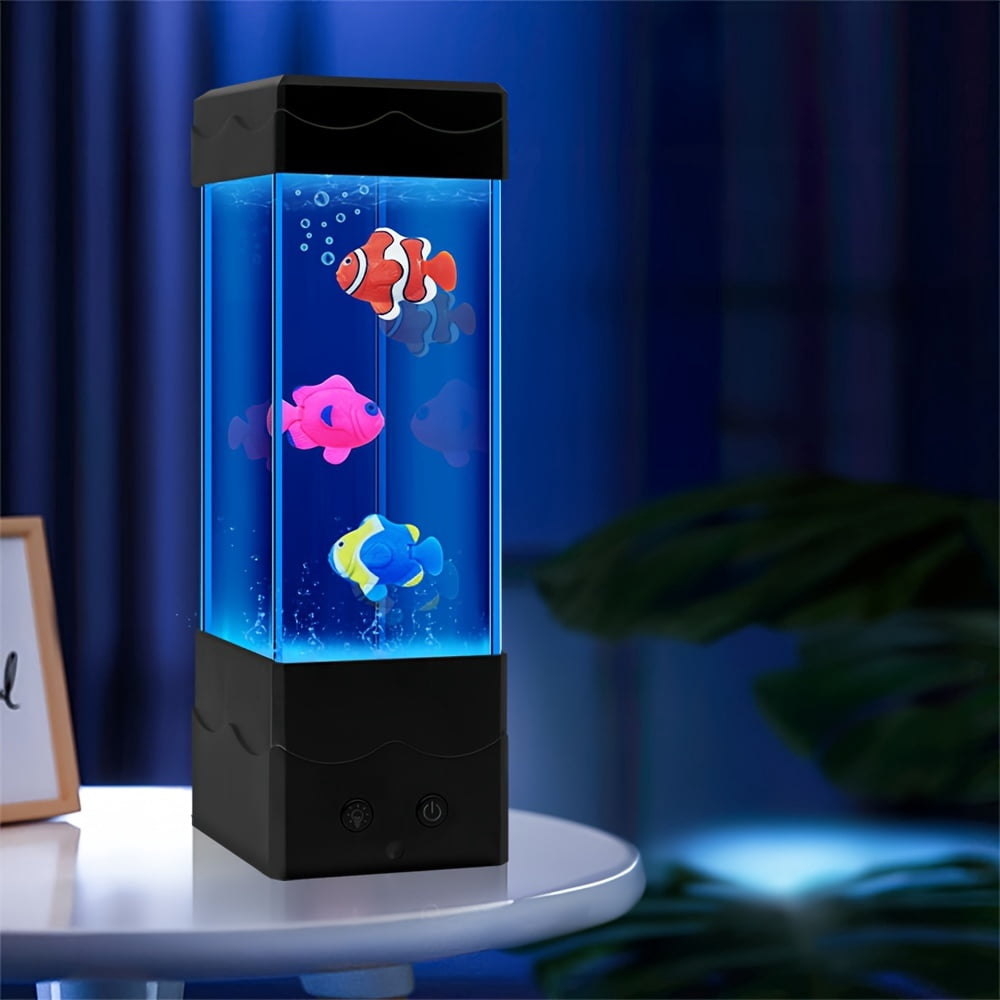 1pc 9 Inch Four Square Small Fish Decorative Night Light, Table Lamp ...