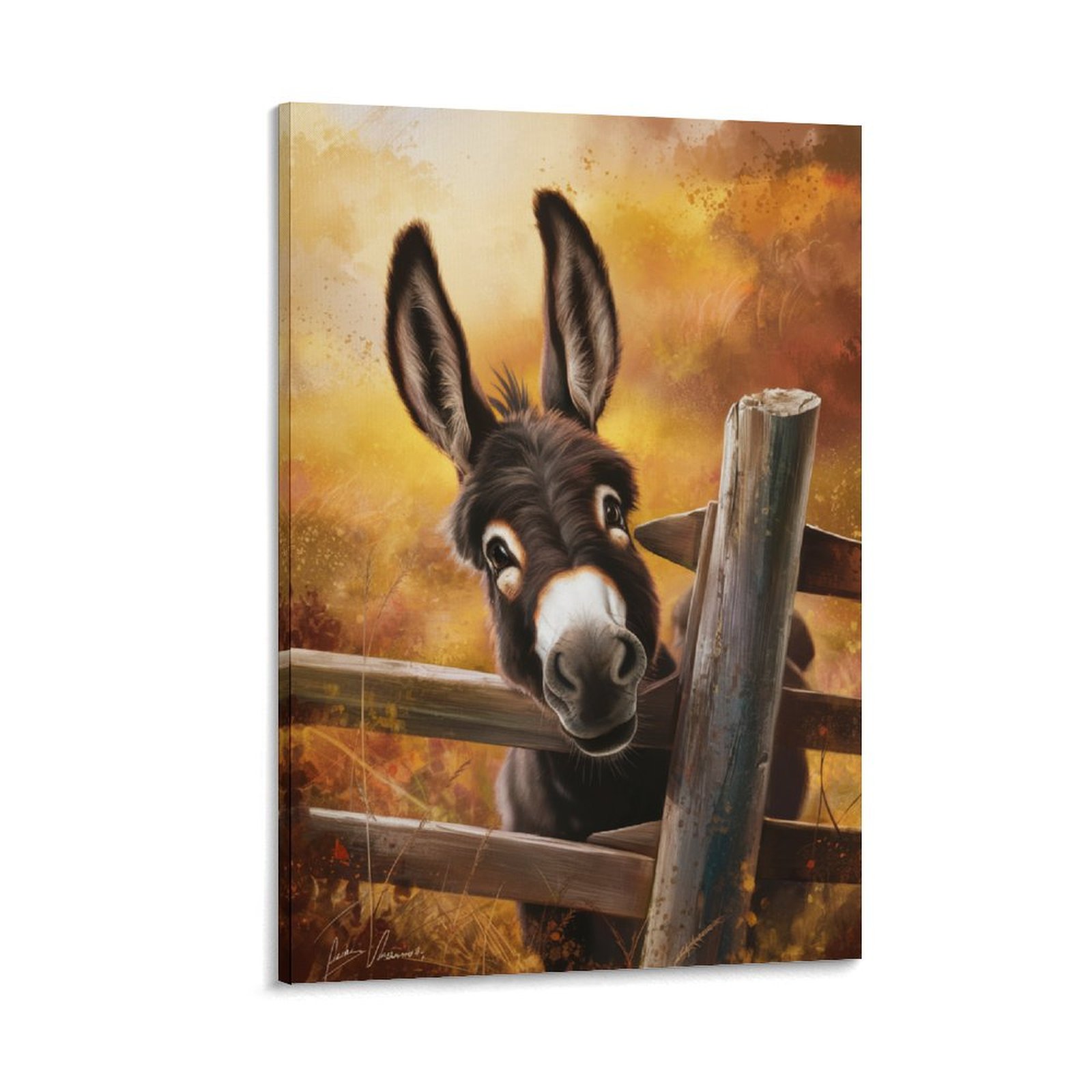 1pc A Lively And Lovely Donkey 3 Pictures Print Wall Art With ...