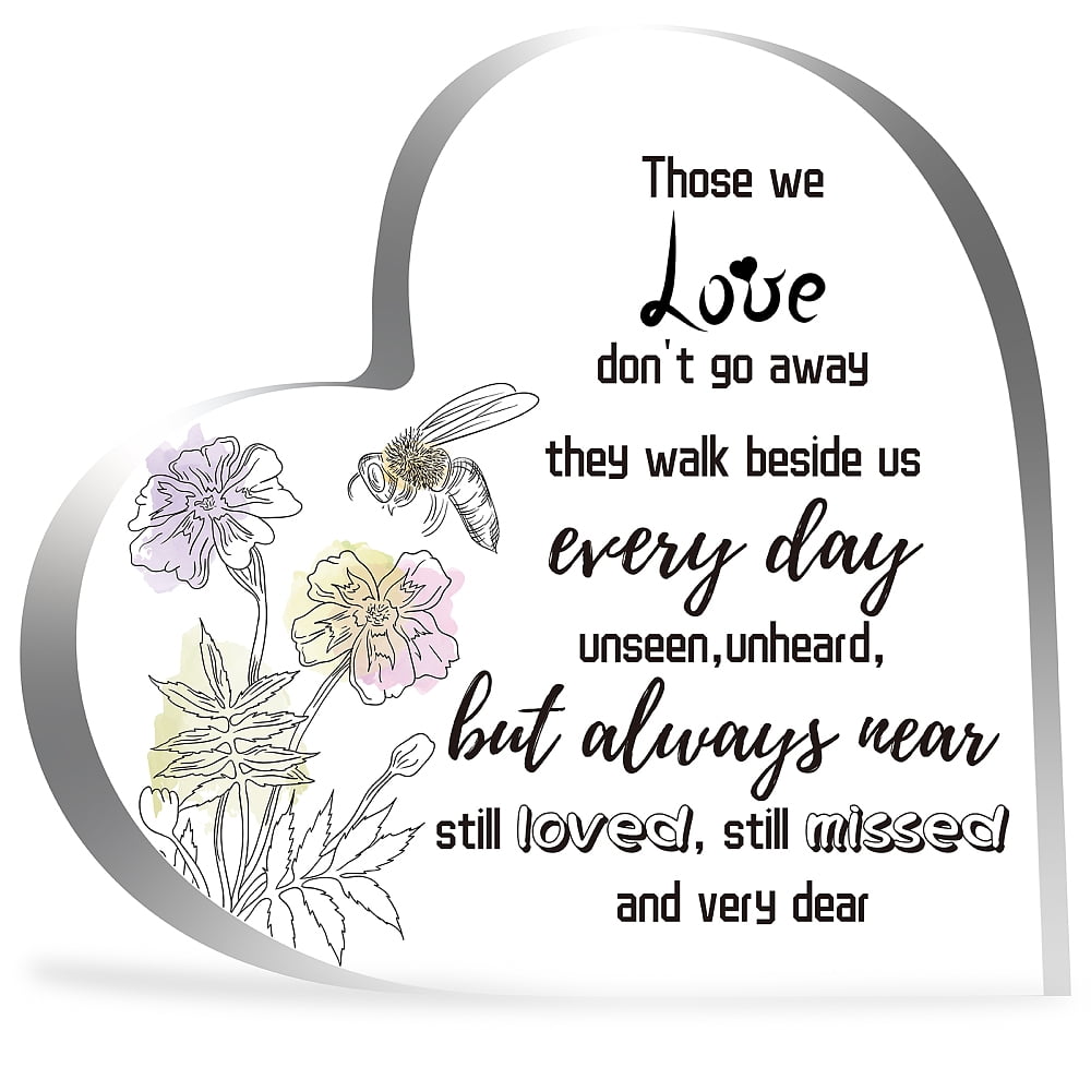 1pc Acrylic Heart Flowers Bees Memorial Gift Sympathy Bereavement ...