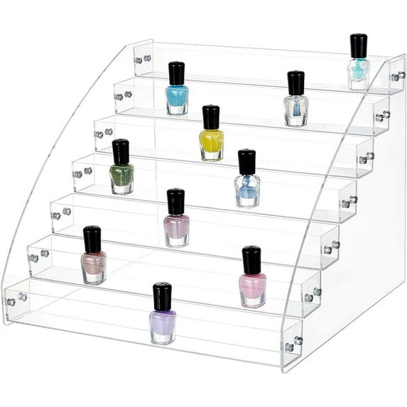1pc Acrylic Nail Polish Organizer 7-Tier Clear Nail Polish Shelf Nail ...