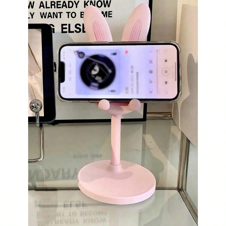 1pc Adjustable Folding ABS Plastic And Aluminum Rabbit‑Shaped White Tablet And Phone Stand For ...