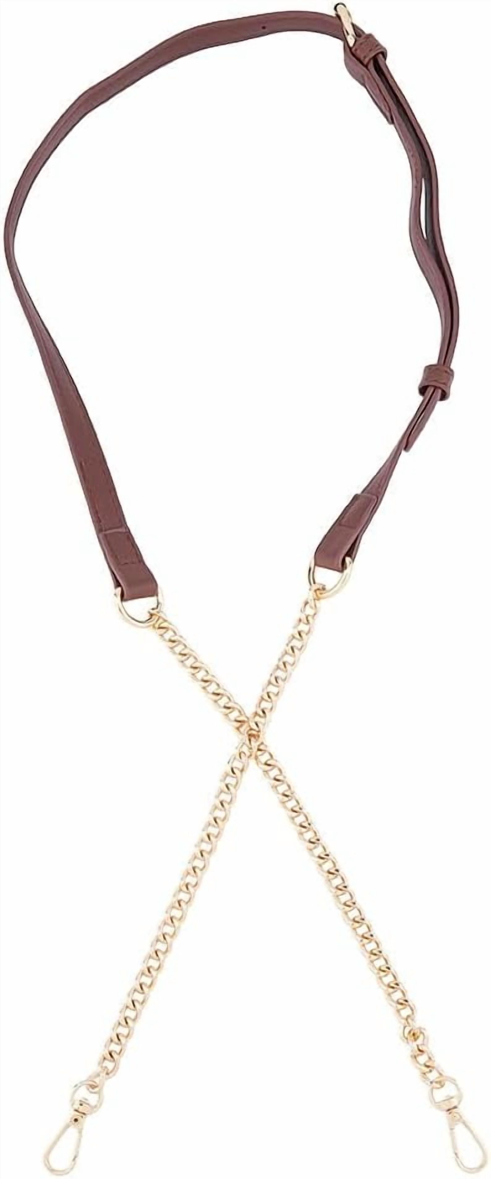 1pc Adjustable PU Leather Bag Shoulder Straps with Iron Chain Swivel ...