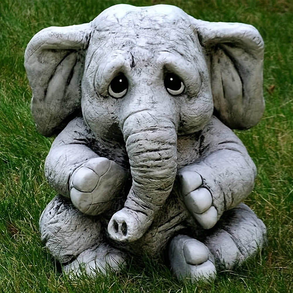 Adorable Hand-Painted Resin Elephant Statue - Lifelike & Durable ...