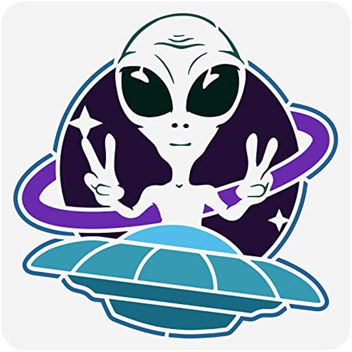 1pc Alien Stencils for Painting Reusable Alien and UFO Pattern Drawing ...
