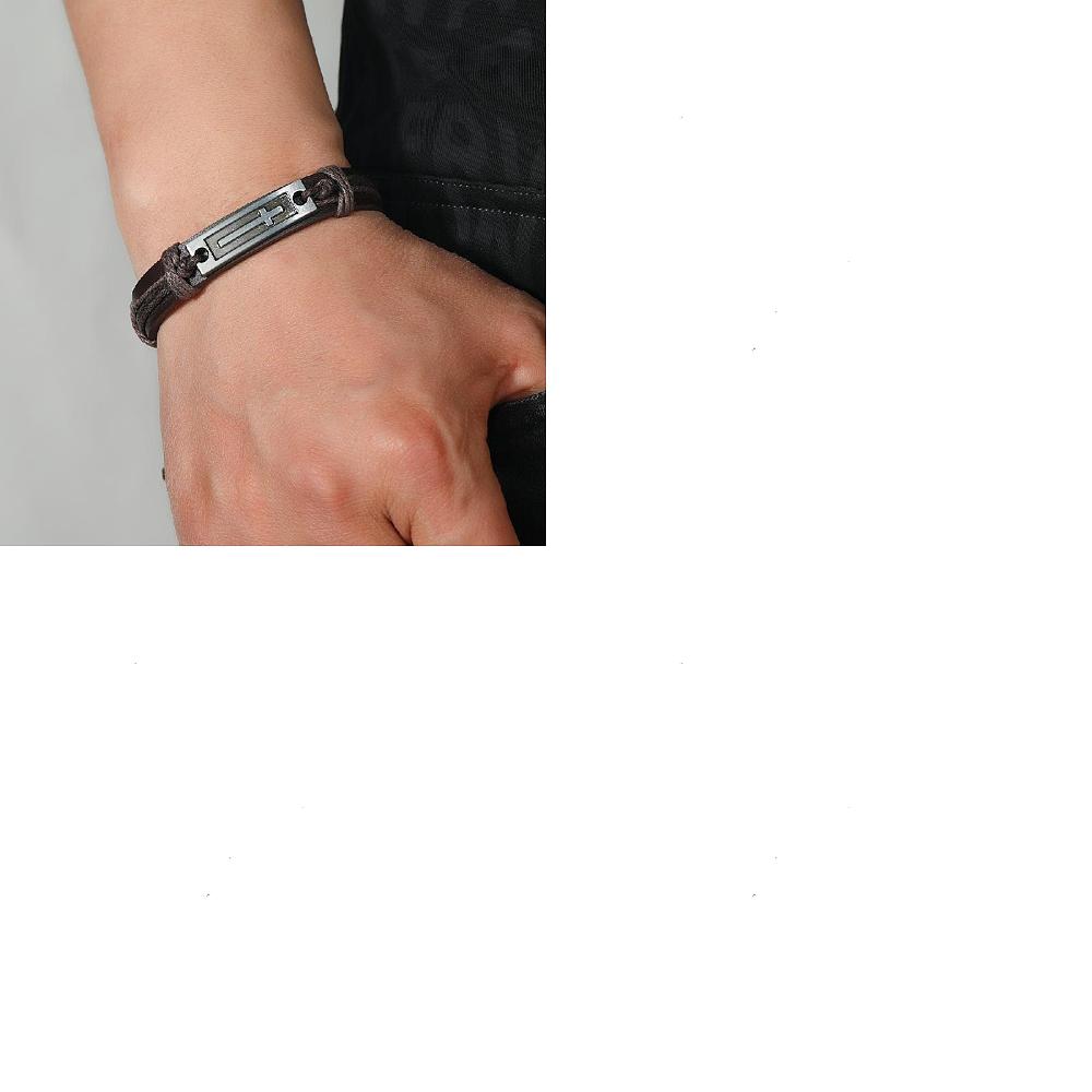 1pc Alloy Rectangle with Link Bracelet Imitation Leather Cord ...