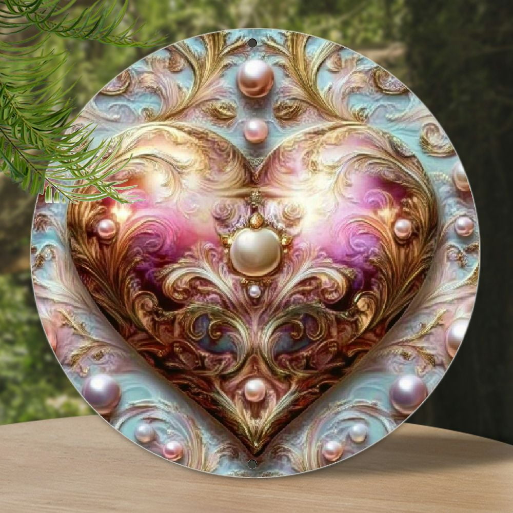 1pc Aluminum 2D plaque, Round Iron Metal Sign, Happy Valentine'S Day ...
