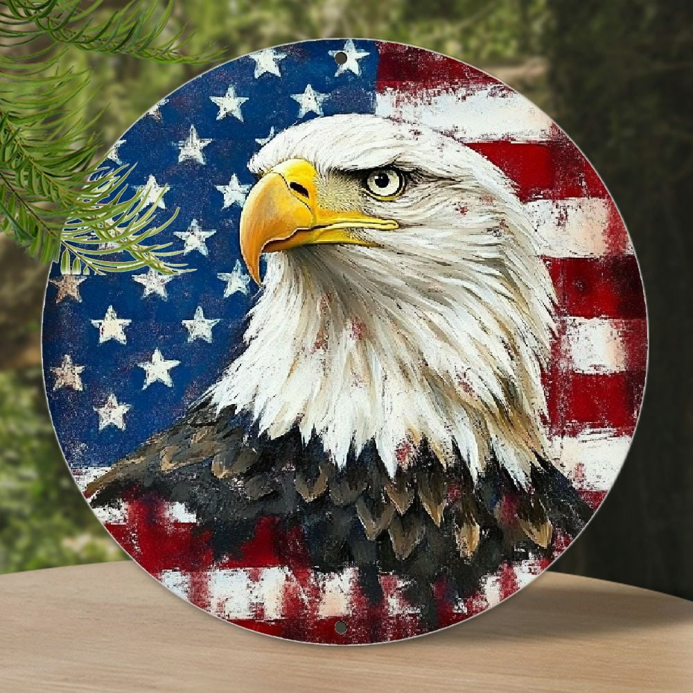 1pc American flag, Americo Makk Round Shaped Aluminum Sign, 8x8 inch ...