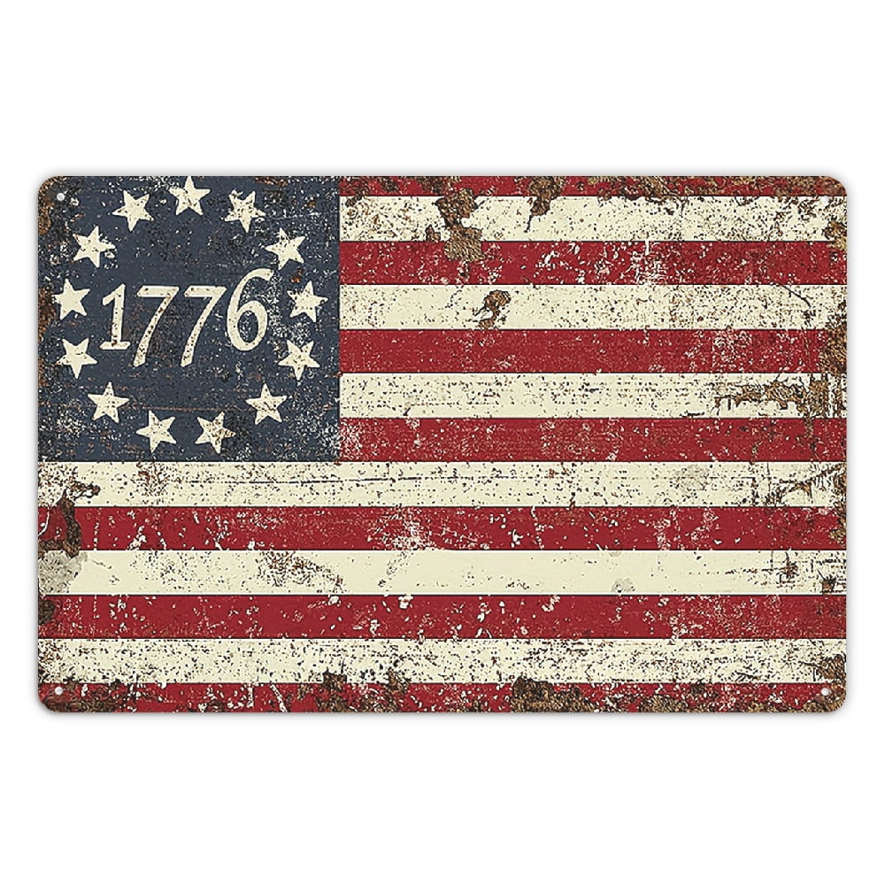 1pc Americana Style Vintage 13-Star American Flag Metal Sign - Rustic ...