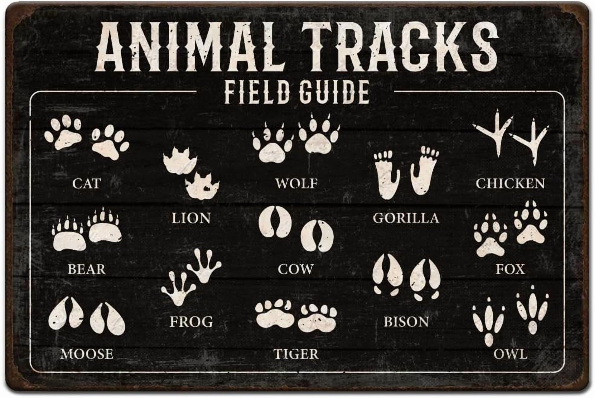 1pc Animal Tracks Field Guide Sign 8x12 inch Vintage Metal Tin Signs ...