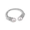 1pc Anti-Round Shell Pearl Cuff Ring Rhodium Plated 925 Sterling Silver ...