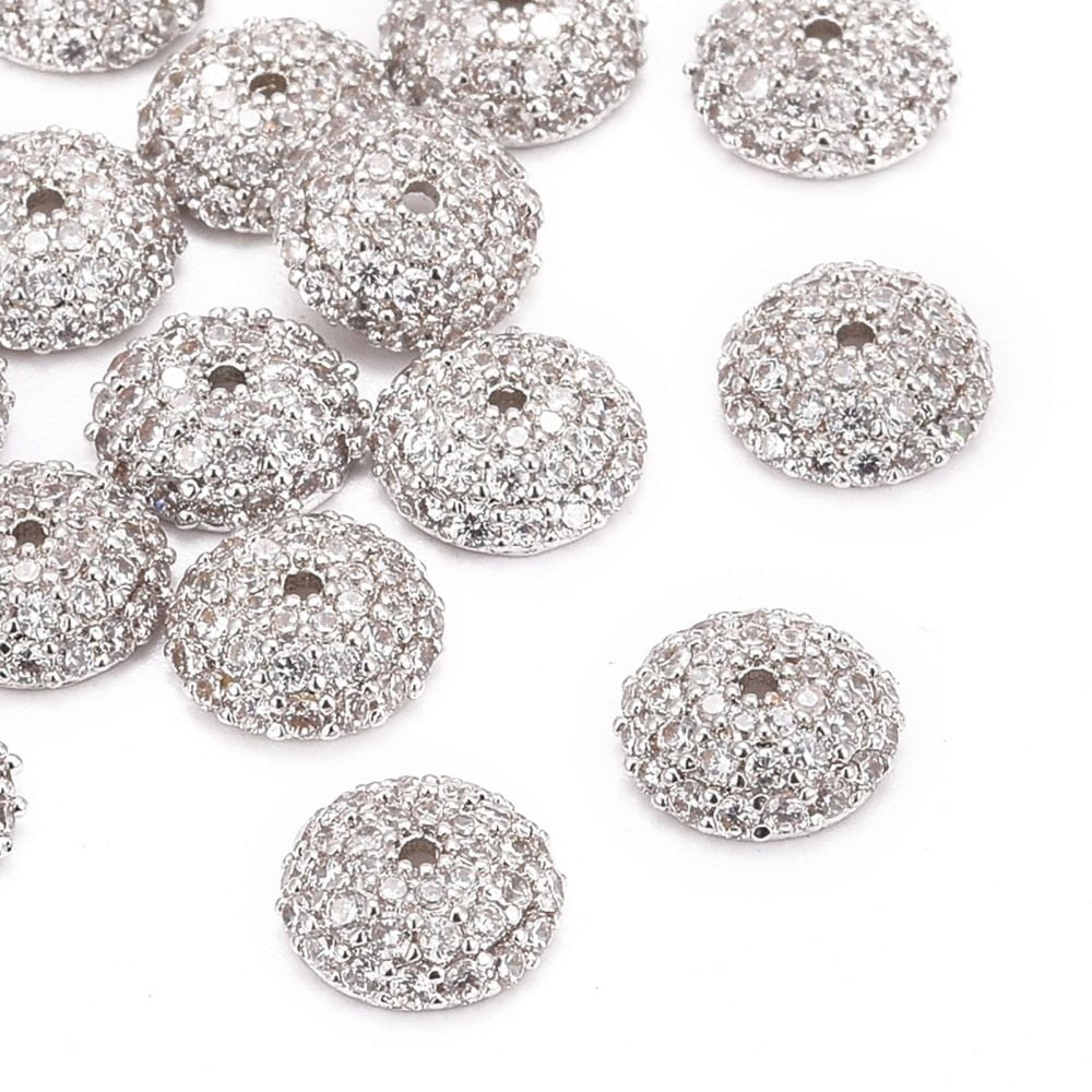 1pc Apetalous Half Round/Dome Brass Micro Pave Cubic Zirconia Bead Caps ...