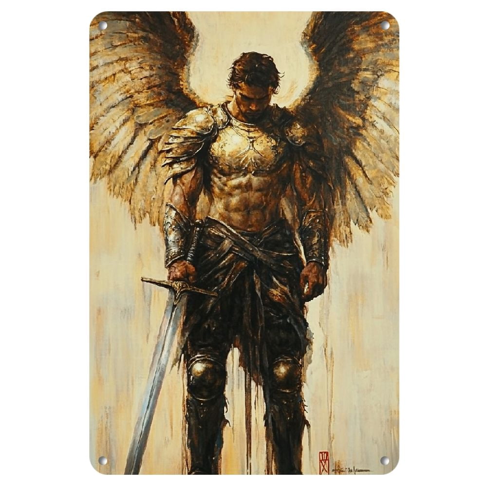 1pc Archangel Michael Aluminum Metal Sign - 8x12 Inch, Faux Art with ...