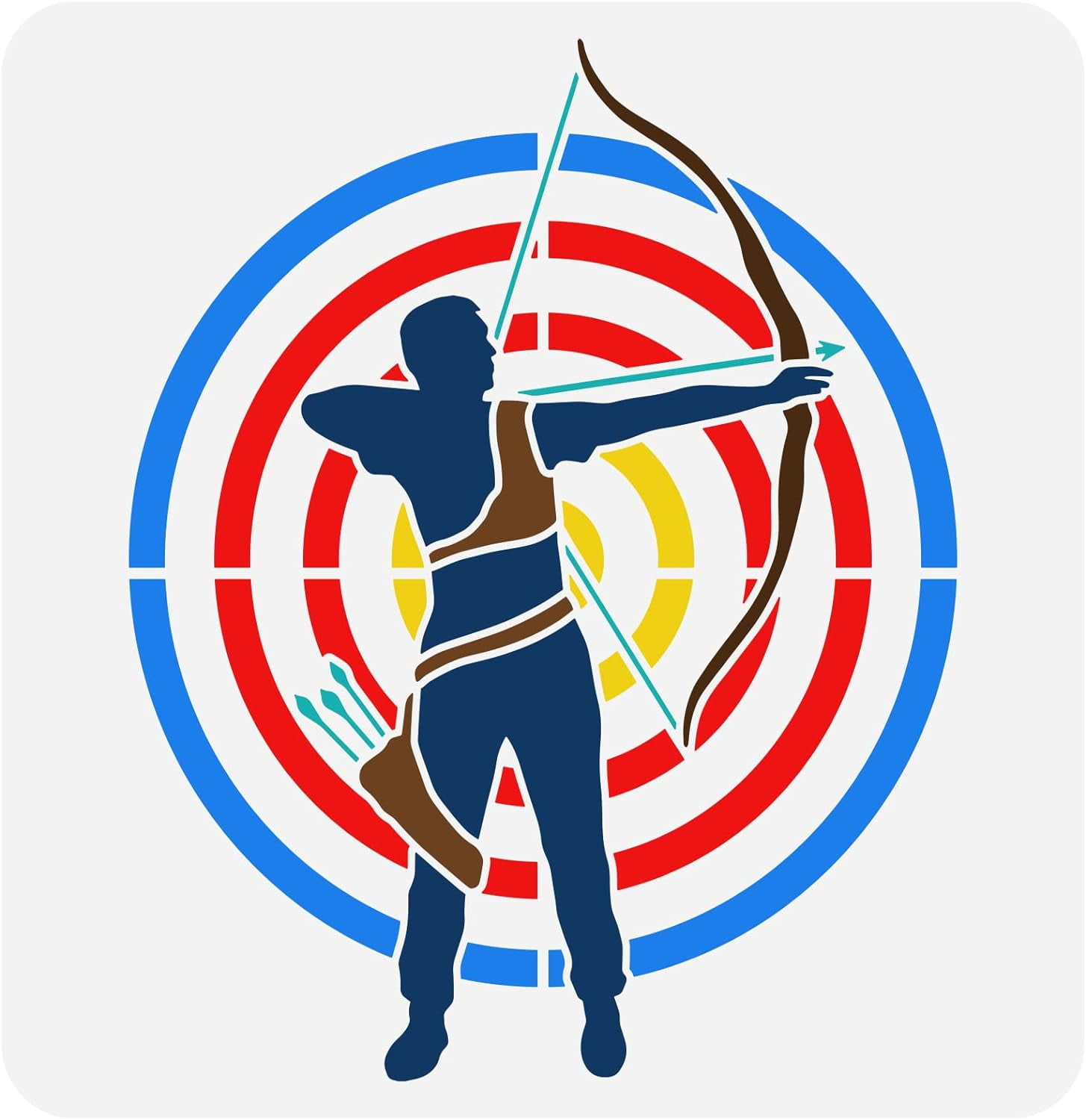 1pc Archery Man Stencil for Painting 11.8x11.8 inch Hollow Out Big ...
