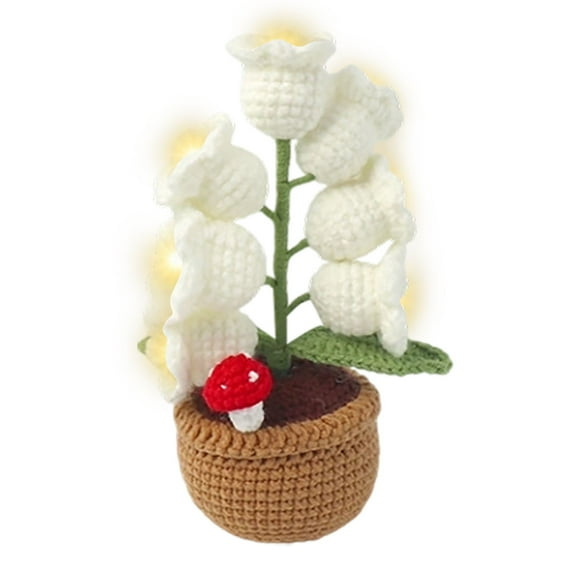 1pc Artificial Flowers Handmade Crochet Lily Night Light Lamp with 7 ...