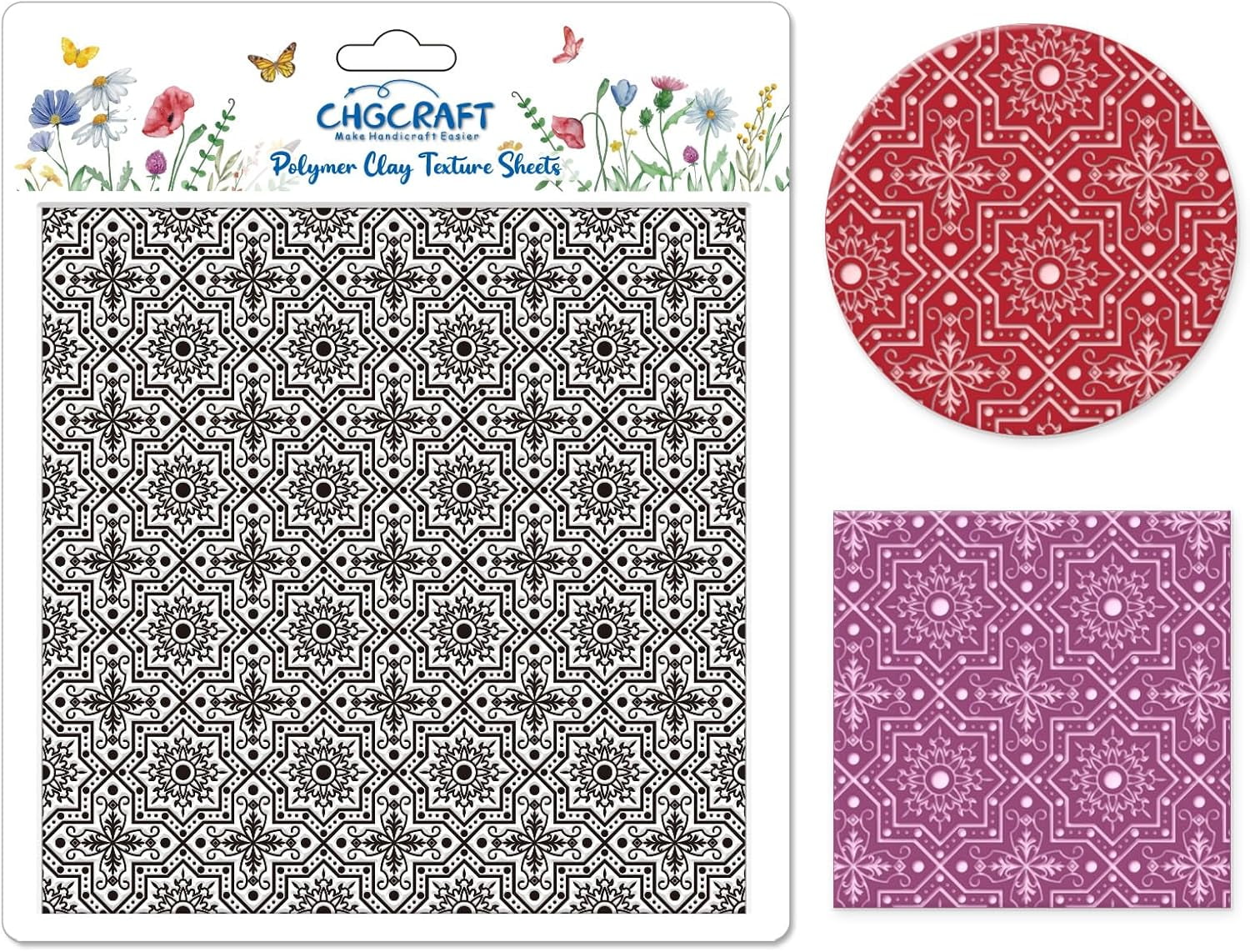 1pc Artistic Floral Polymer Clay Texture Sheets Mexican Graphics ...