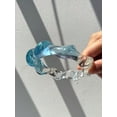 1pc Asymmetrical Resin Bangle In E: Iridescent Aqua-Blue To Clear Laser ...