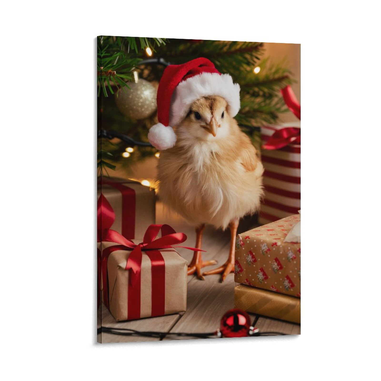 1pc Baby Chicken (chick) with Christmas Hat And Presents Pictures Print ...