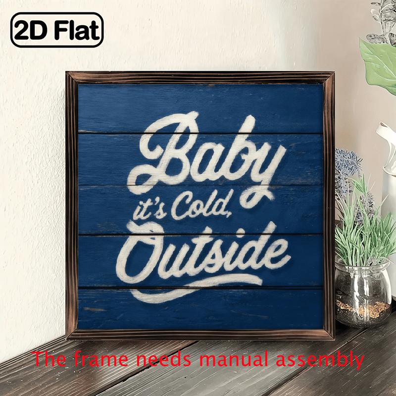 1pc Baby It's Cold Outside Rustic Wooden Sign 8x8 Inch - Farmhouse Wall ...