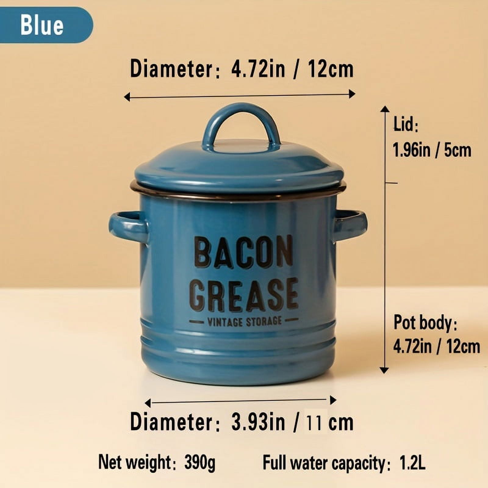 1pc Bacon Grease Container & Ceramic Butter Dish With Lid For ...