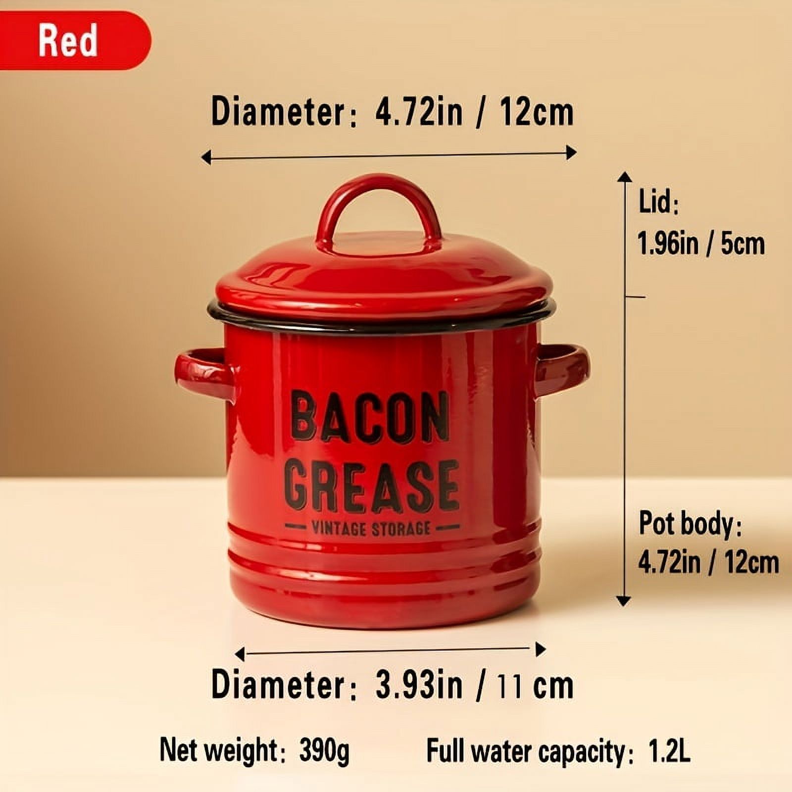1pc Bacon Grease Container & Ceramic Butter Dish With Lid For ...
