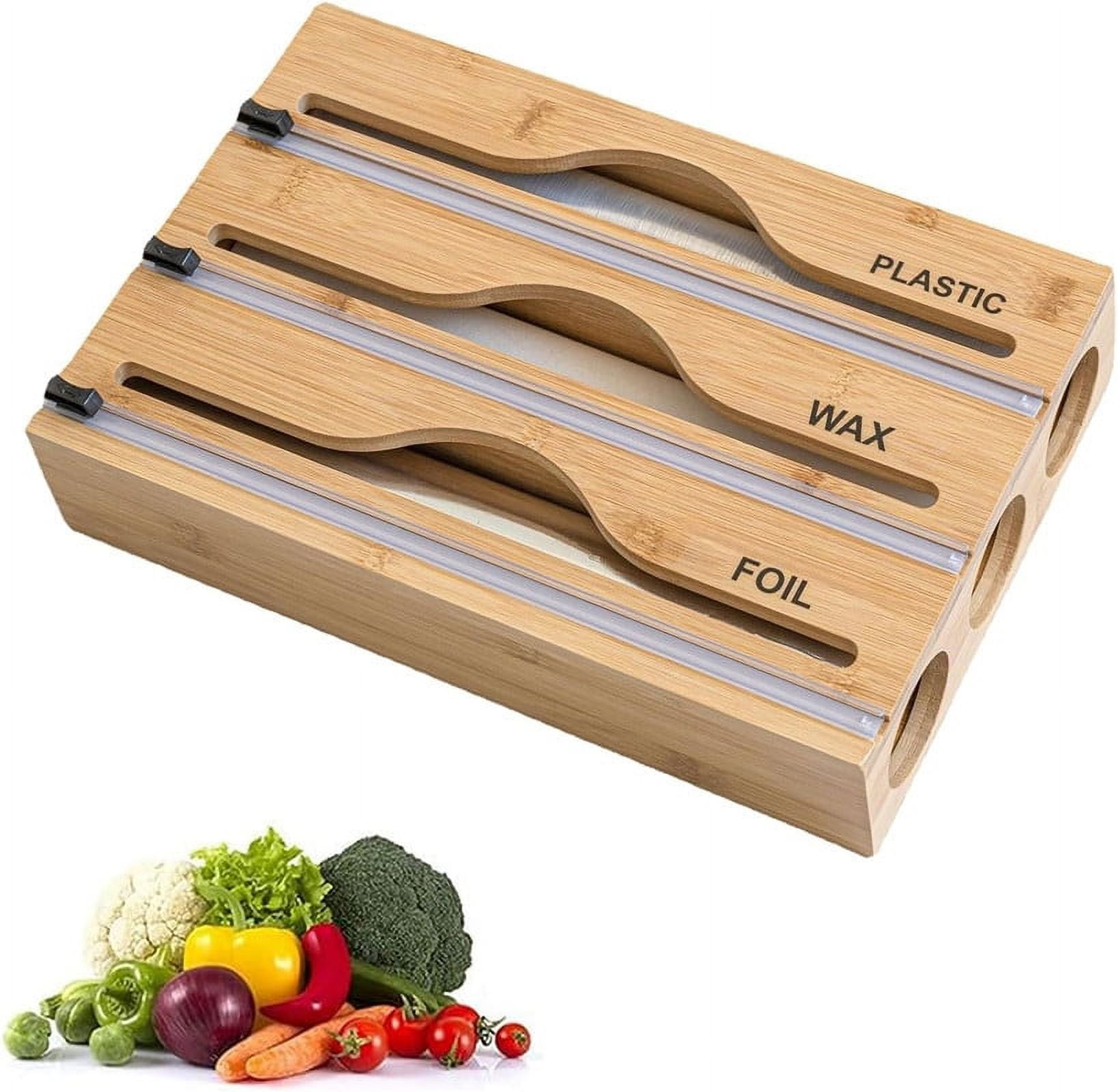 LZDGCC, Bamboo Dispenser With Cutter, 12.5" Roll, Foil Organizer ...