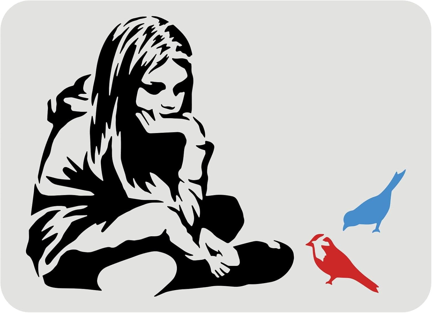 1pc Banksy Girl with Blue Bird Stencil 11.7x8.3inch Reusable Banksy ...